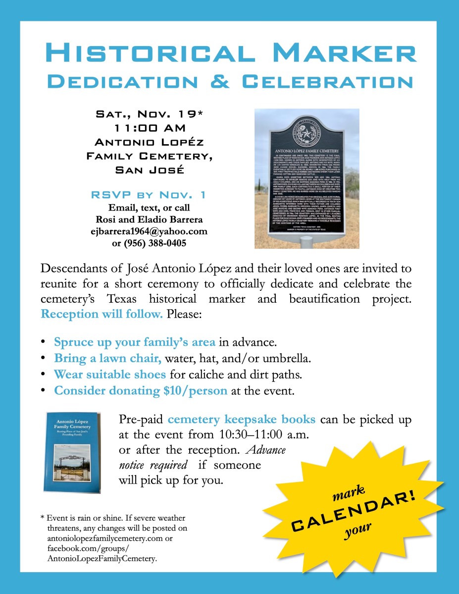 Mark your calendar for Nov. 19! RSVP by Nov. 1. – Antonio López Family ...